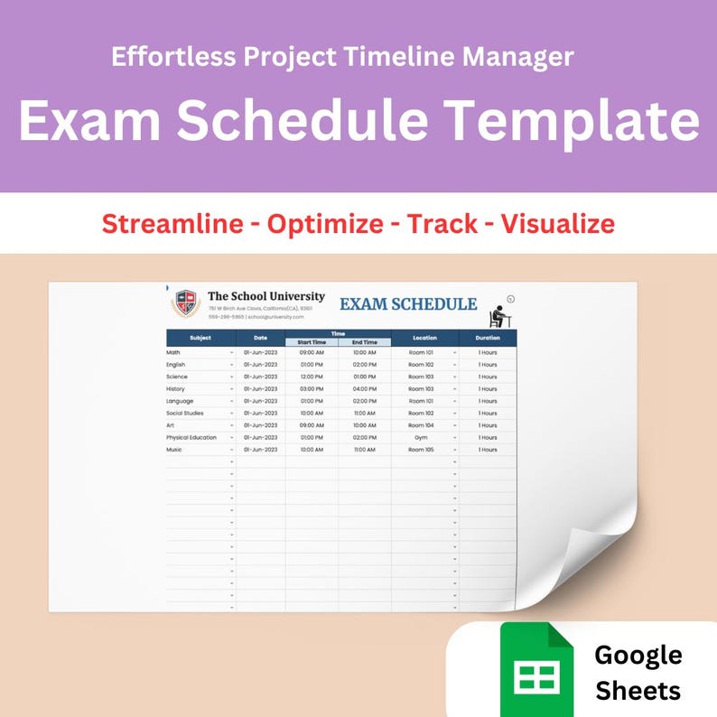 Editable Exam Schedule Template Easy Digital Download for Students - Etsy
