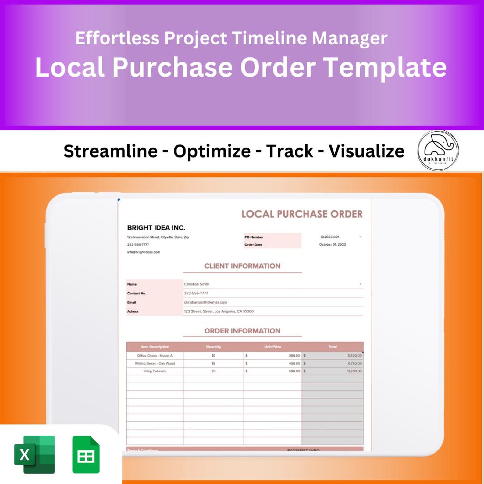 Editable Local Purchase Order Template Easy to Use Google Sheets ...