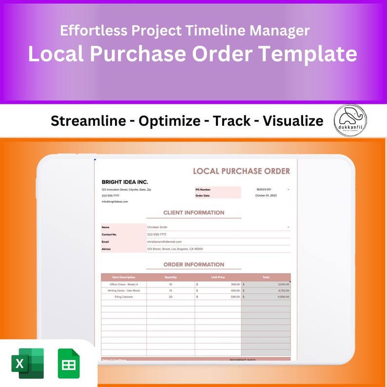 Editable Local Purchase Order Template Easy to Use Google Sheets ...