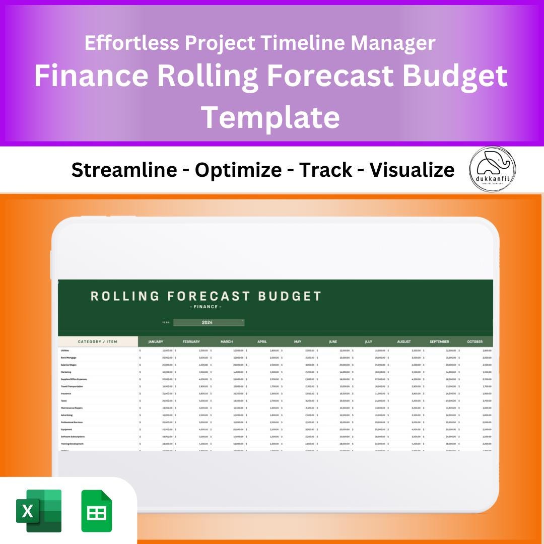 Editable Finance Rolling Forecast Budget Template Easy to Use Google ...
