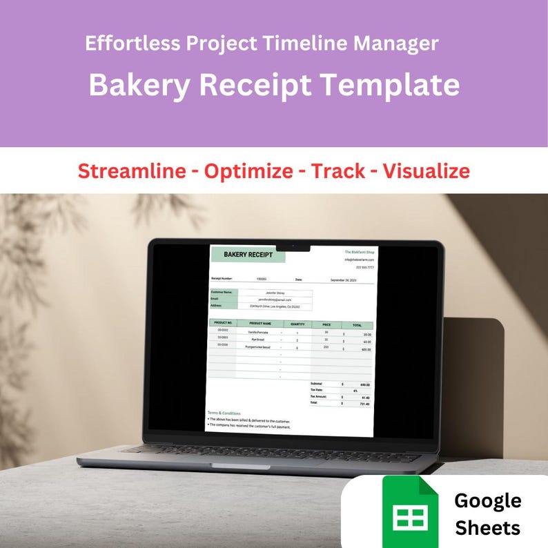 Bakery Receipt Template Editable & Easy to Use Digital Download - Etsy