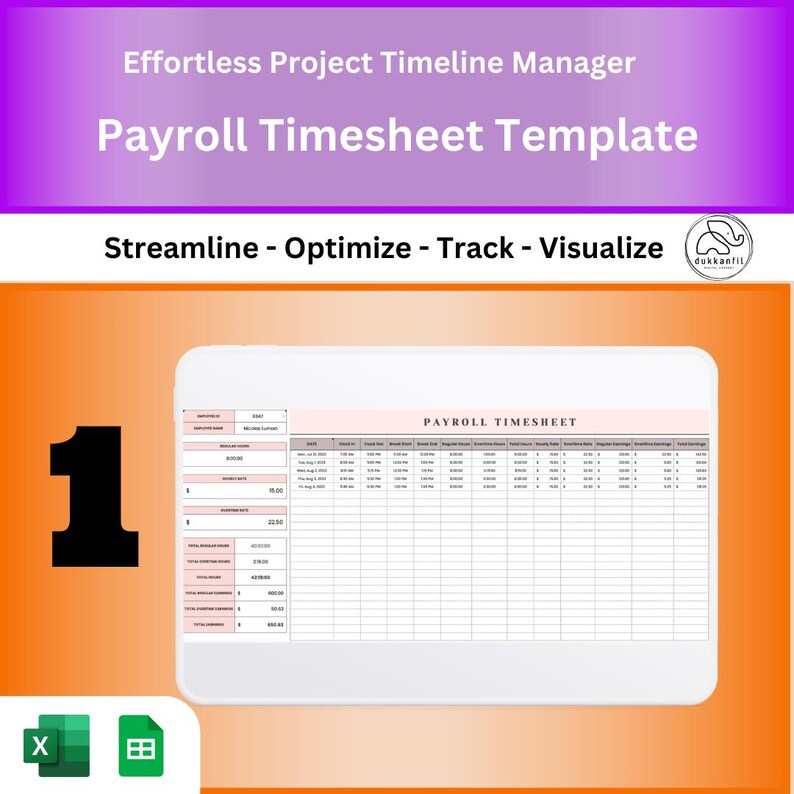 Payroll Timesheet & Calculator Template Pack Easy to Use Digital ...