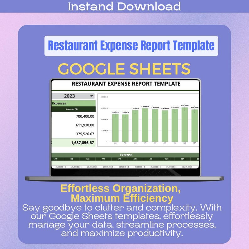 Restaurant Expense Report Template, Editable Google Sheets, Digital ...