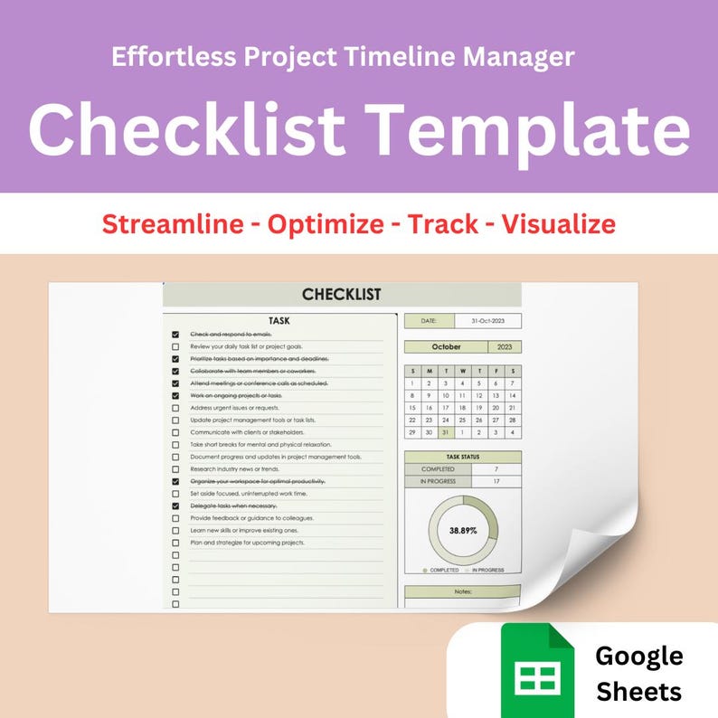Editable Checklist Template Easy to Use Digital Download for Task ...