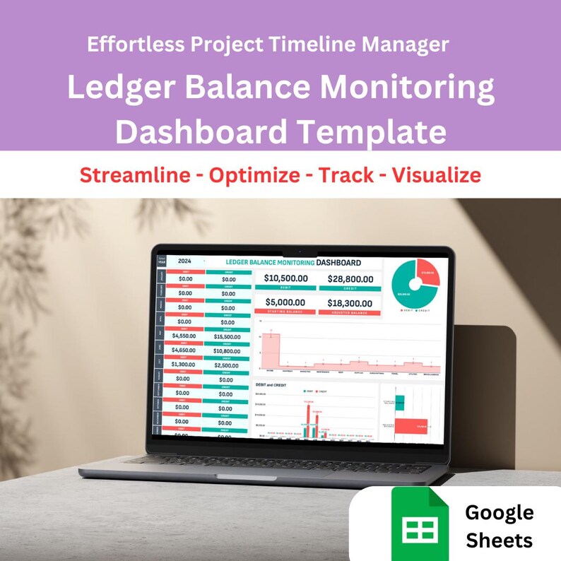 Ledger Balance Monitoring Dashboard Template Editable Google Sheets for ...