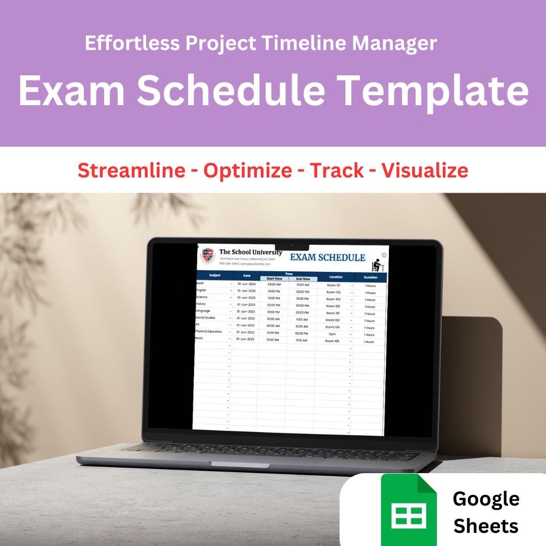 Editable Exam Schedule Template Easy Digital Download for Students - Etsy