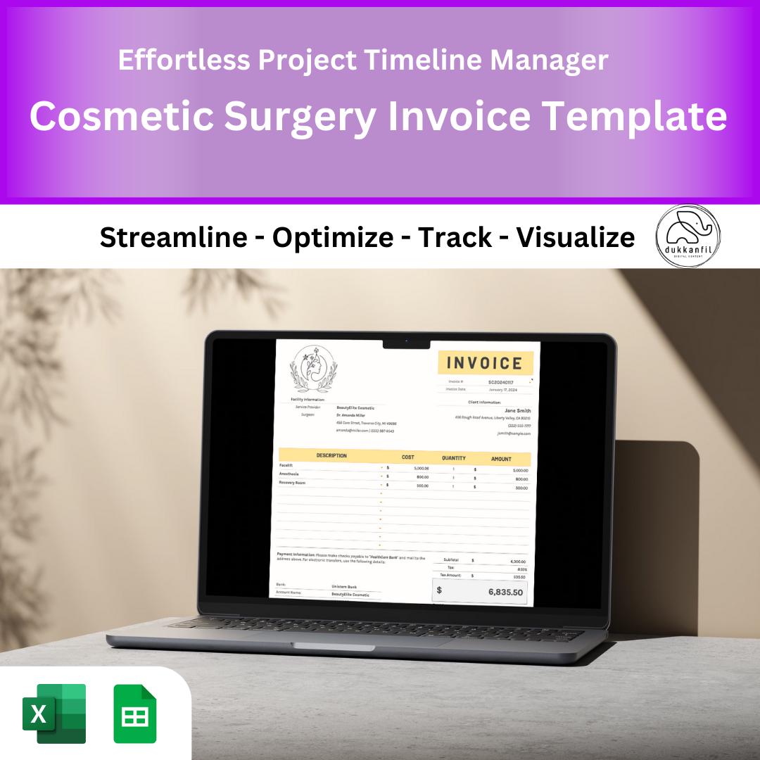 Editable Cosmetic Surgery Invoice Template Easy to Use Google Sheets ...