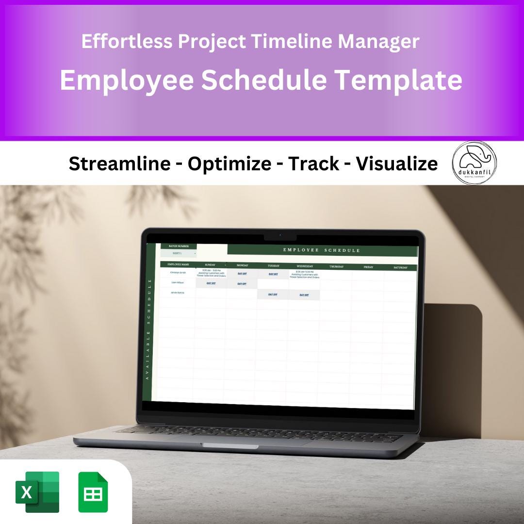 Editable Employee Schedule Template Easy to Use Google Sheets Digital ...