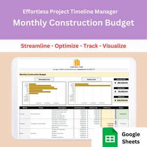 Monthly Construction Budget Template Editable & Easy to Use Digital ...