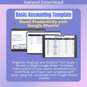 Basic Accounting Template, Editable Google Sheets, Digital Download ...