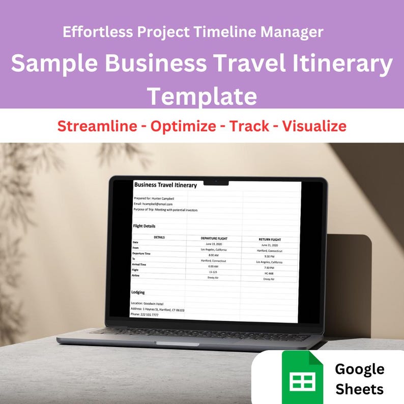 Sample Business Travel Itinerary Template Editable & Easy to Use ...
