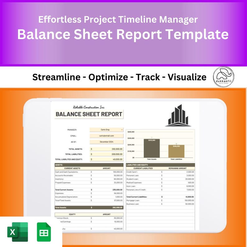 Editable Balance Sheet Report Template Easy to Use Google Sheets ...