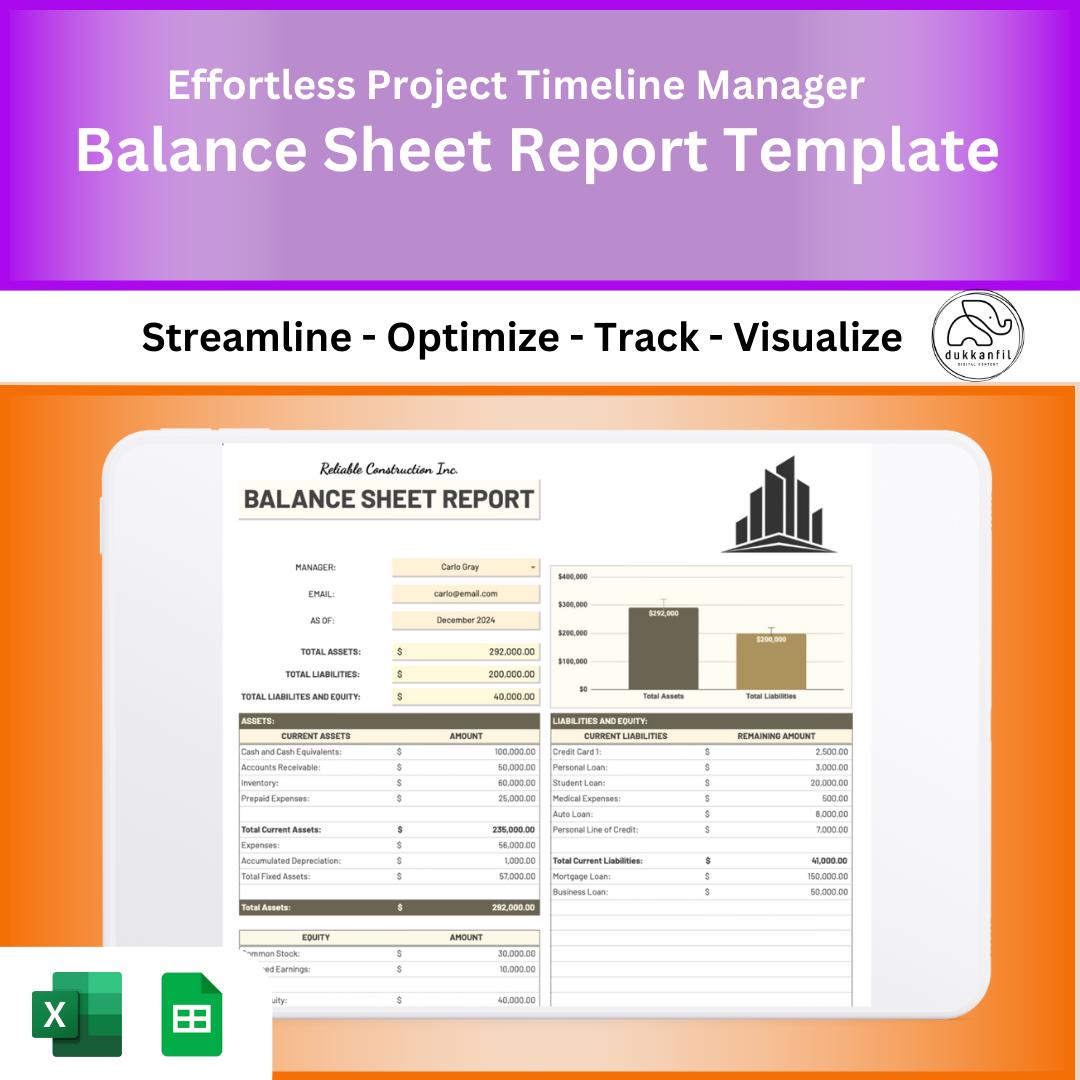 Editable Balance Sheet Report Template Easy To Use Google Sheets