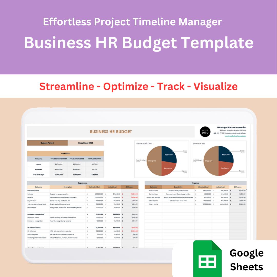 Business HR Budget Template Editable & Easy to Use Digital Download - Etsy