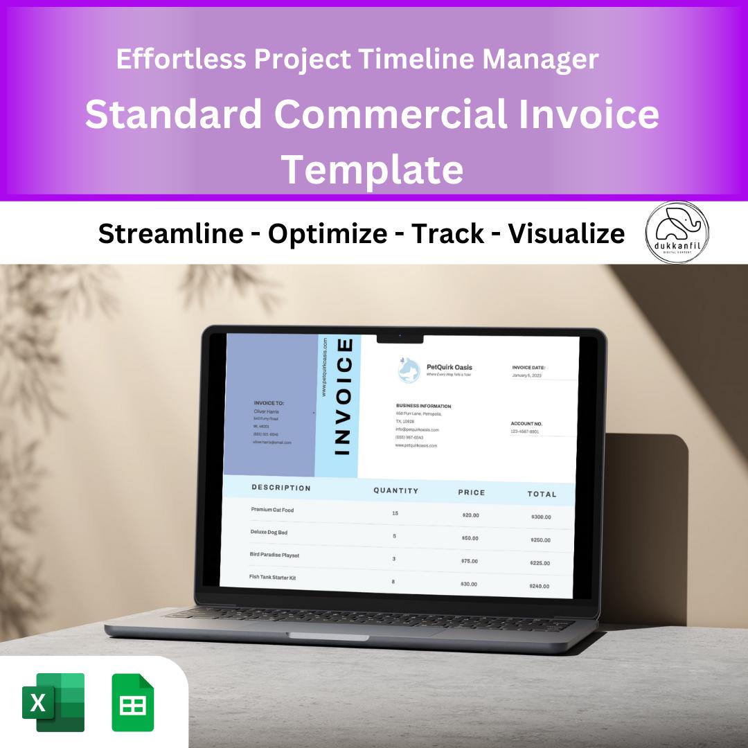 Editable Standard Commercial Invoice Template Easy to Use Google Sheets ...