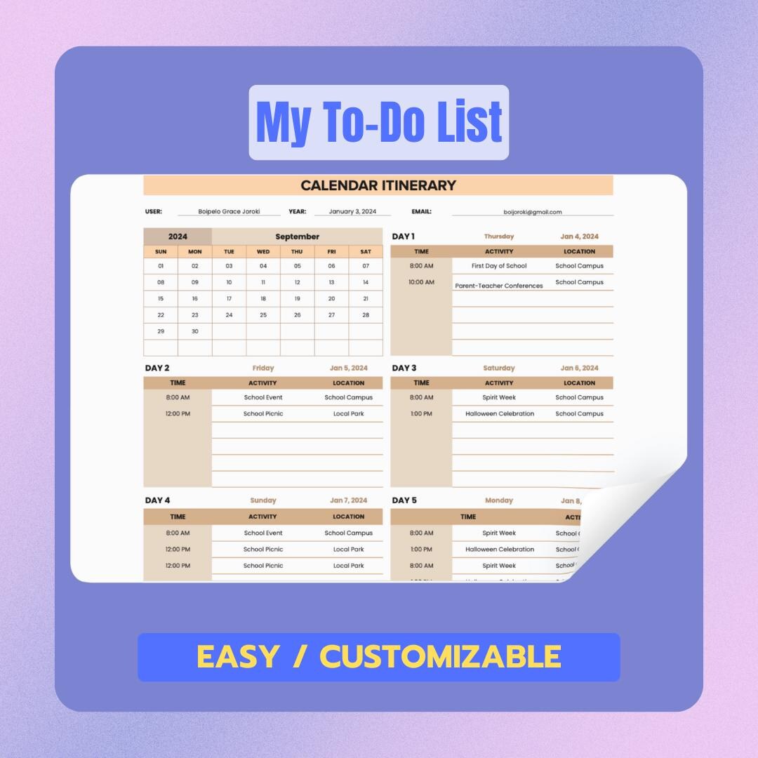My To-do List Template, Editable Google Sheets, Digital Download, Easy ...
