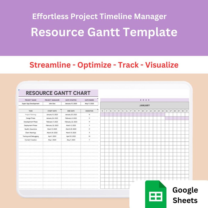 Resource Gantt Template Easy Editable Download for Resource Management ...