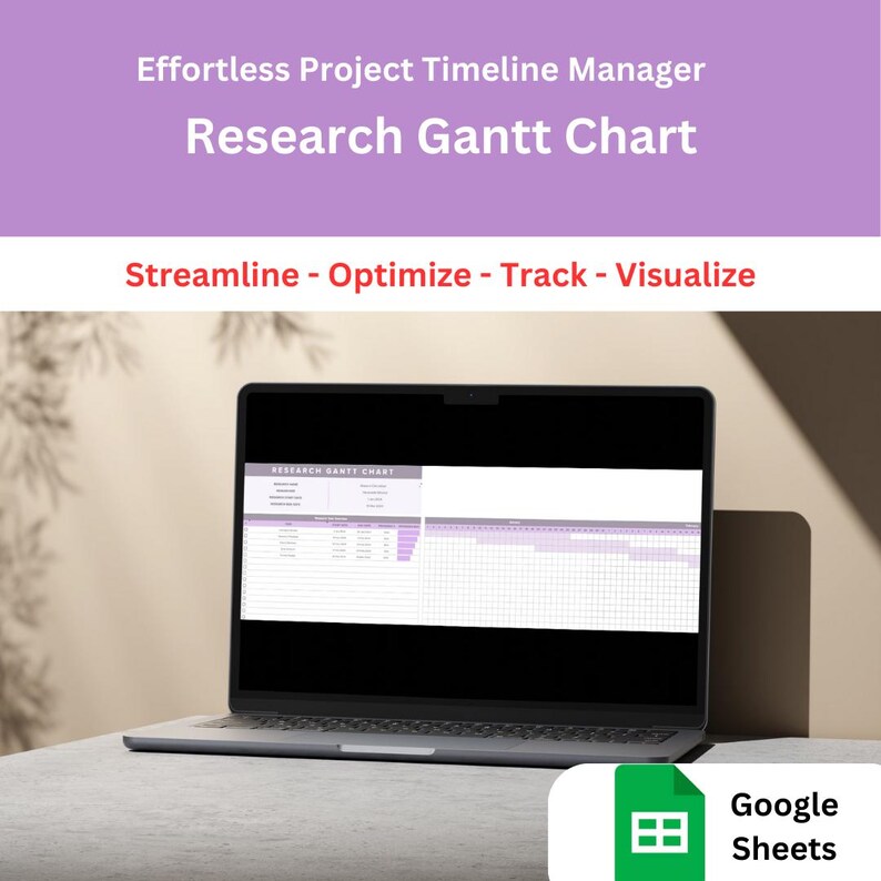 Research Gantt Chart Template Editable & Easy to Use Digital Download ...