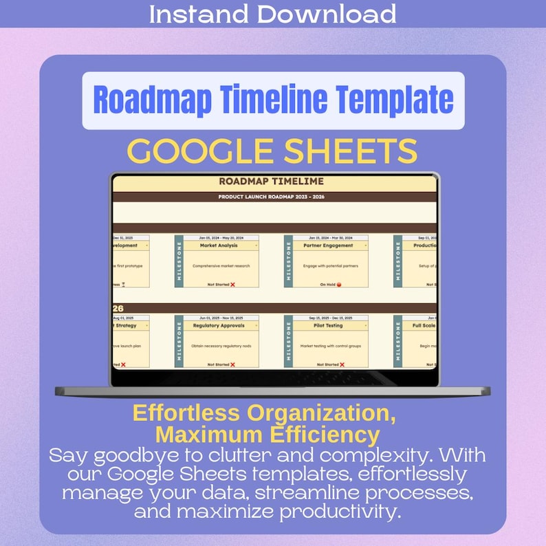 Roadmap Timeline Template, Editable Google Sheets, Digital Download, Easy-to-use Project ...