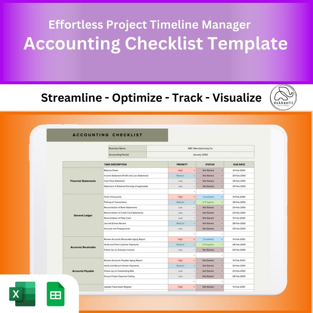 Editable Accounting Checklist Template | Easy to Use Google Sheets ...