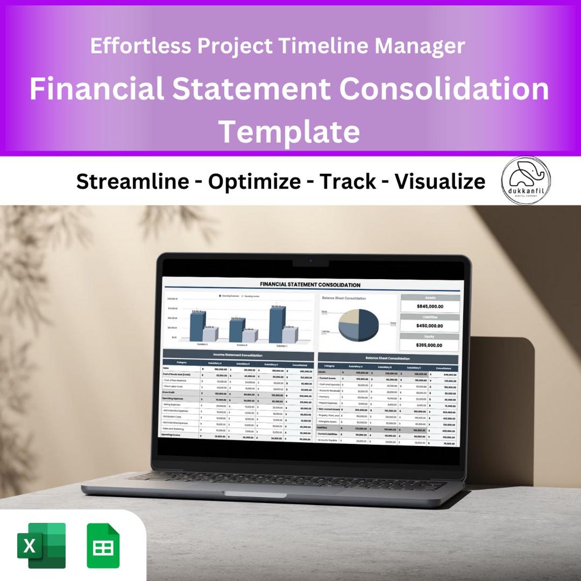 Editable Financial Statement Consolidation Template Easy to Use Google ...