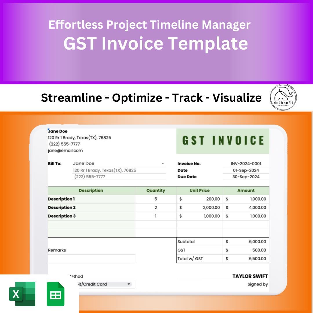 Editable GST Invoice Template Easy to Use Google Sheets Digital ...