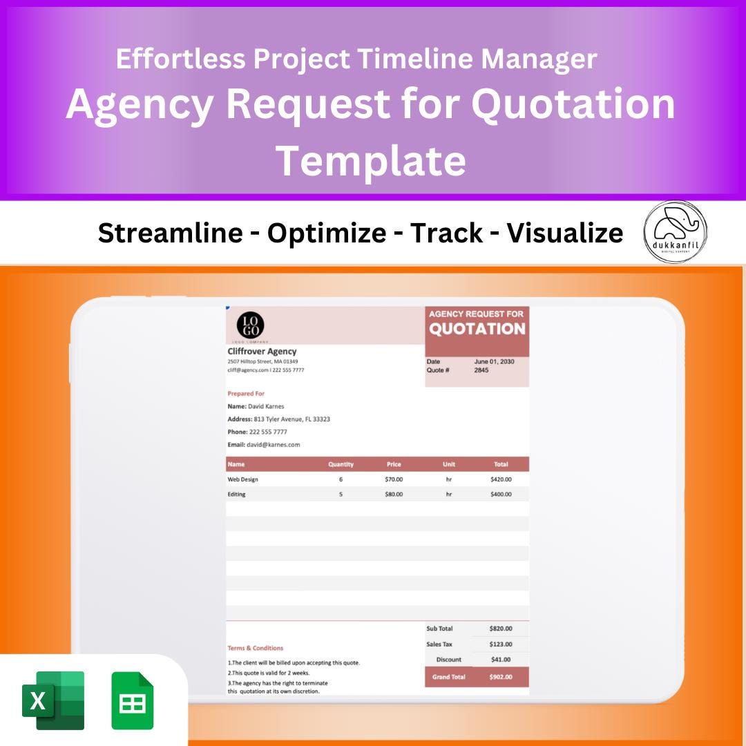 Editable Agency Request for Quotation Template Easy to Use Google ...