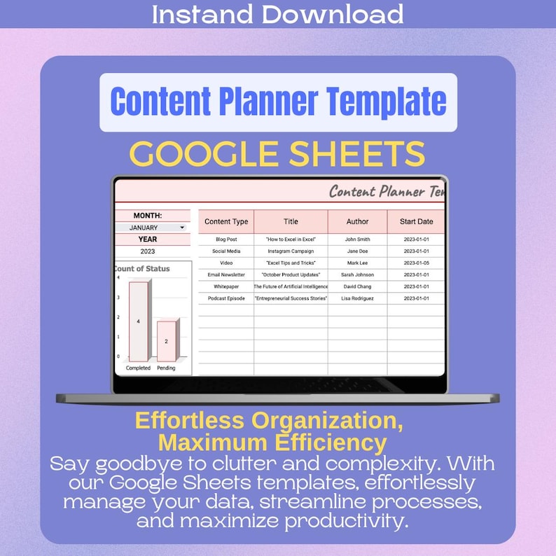 Content Planner Template, Editable Google Sheets, Digital Download ...