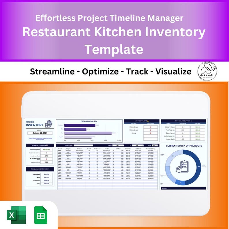 Editable Restaurant Kitchen Inventory Template Easy to Use Google ...