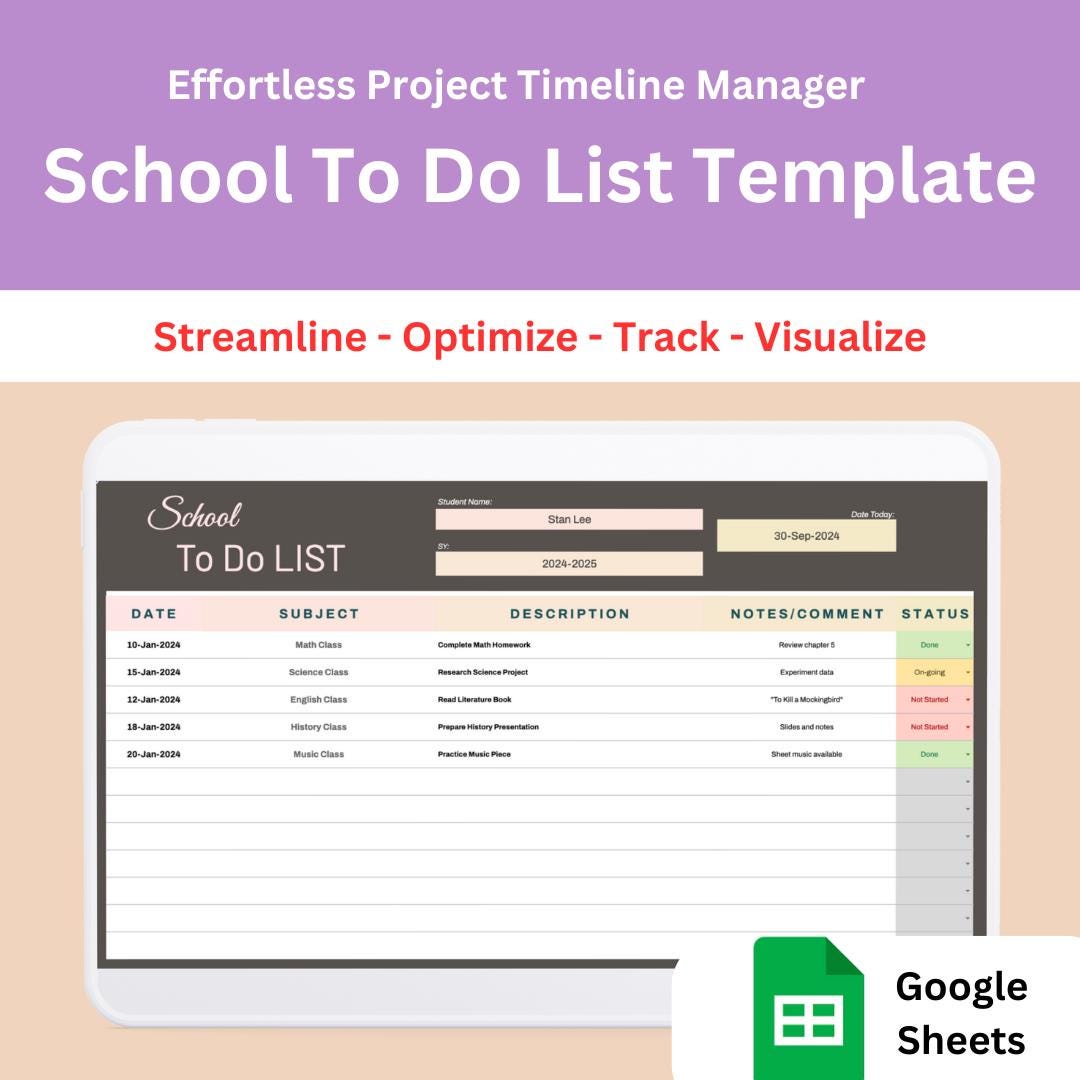 Editable School to Do List Template Easy Digital Download for Students ...