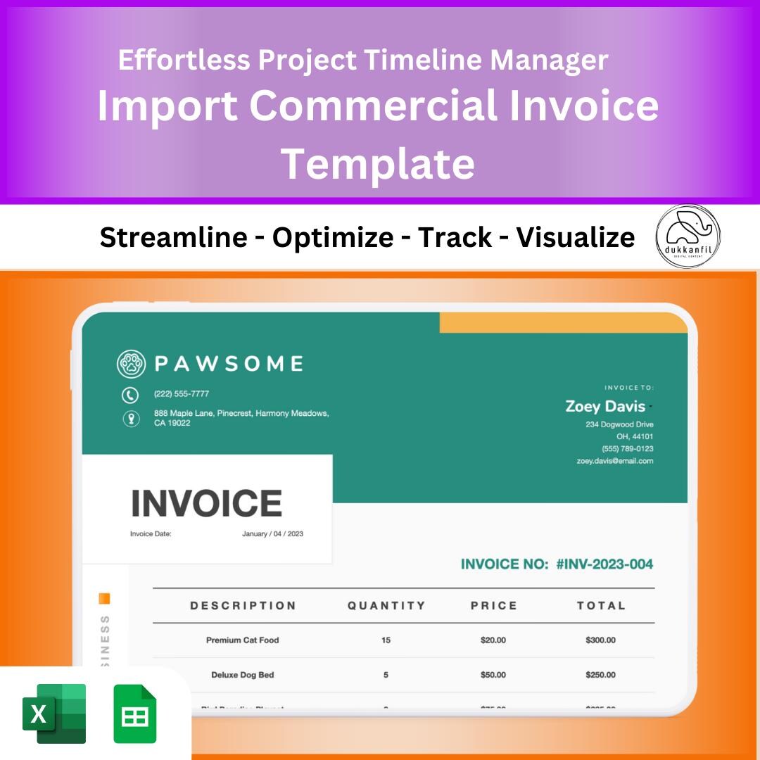 Editable Import Commercial Invoice Template Easy to Use Google Sheets ...