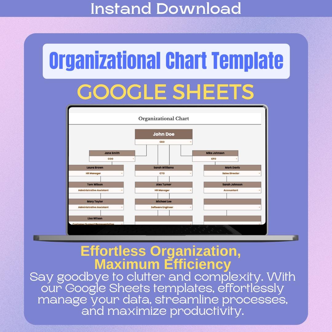 Organizational Chart Template, Editable Google Sheets, Digital Download ...