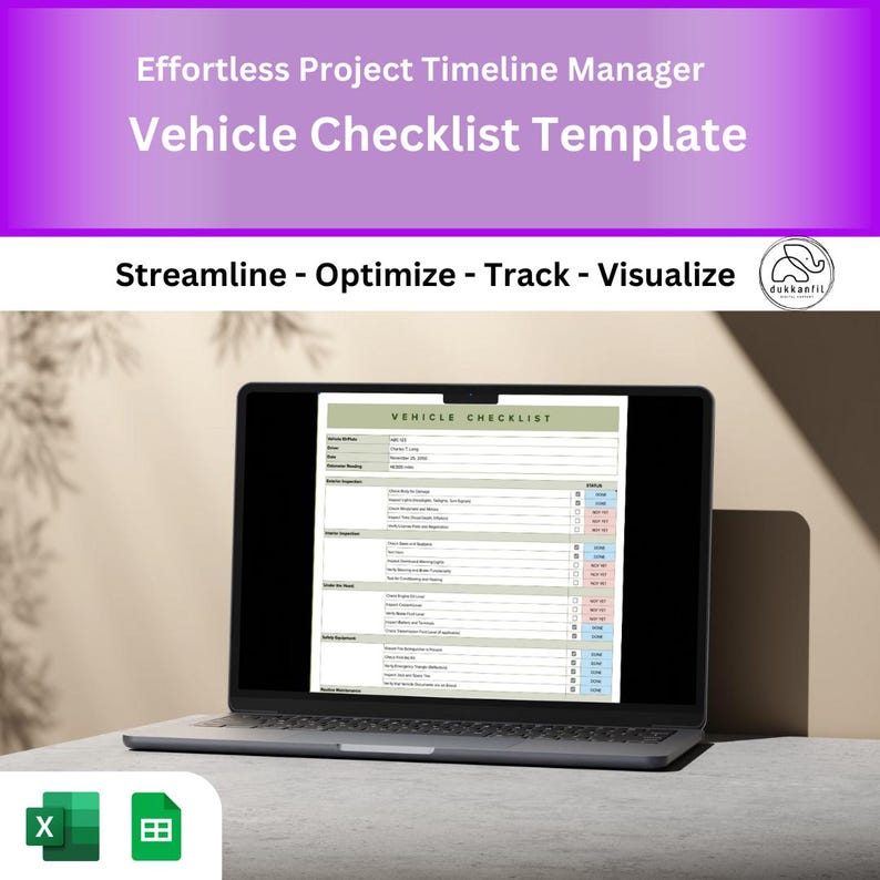 Editable Vehicle Checklist Template Easy to Use Google Sheets Digital ...