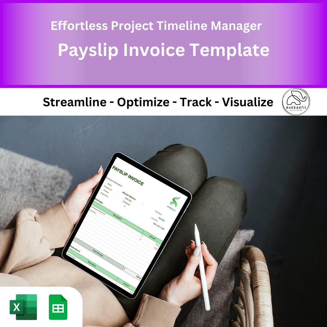 Editable Payslip Invoice Template Easy to Use Google Sheets Digital ...