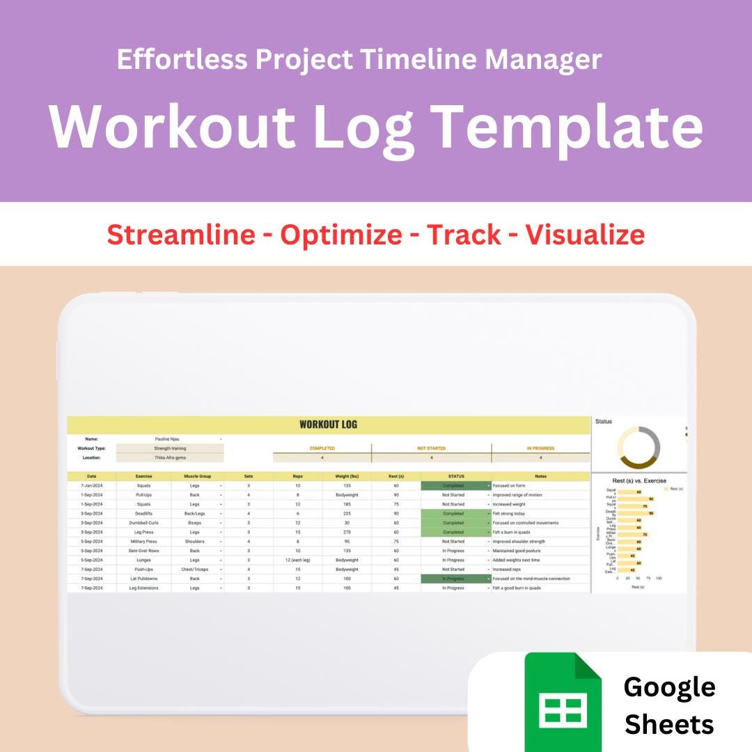 Editable Workout Log Template Easy Digital Download for Fitness ...