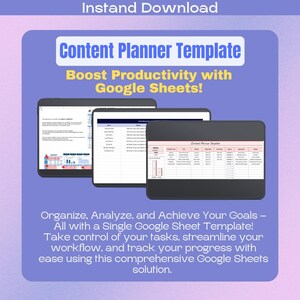 Content Planner Template, Editable Google Sheets, Digital Download ...