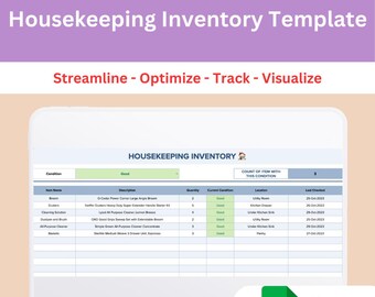 Housekeeping Inventory Template, Digital Download, Editable Google ...