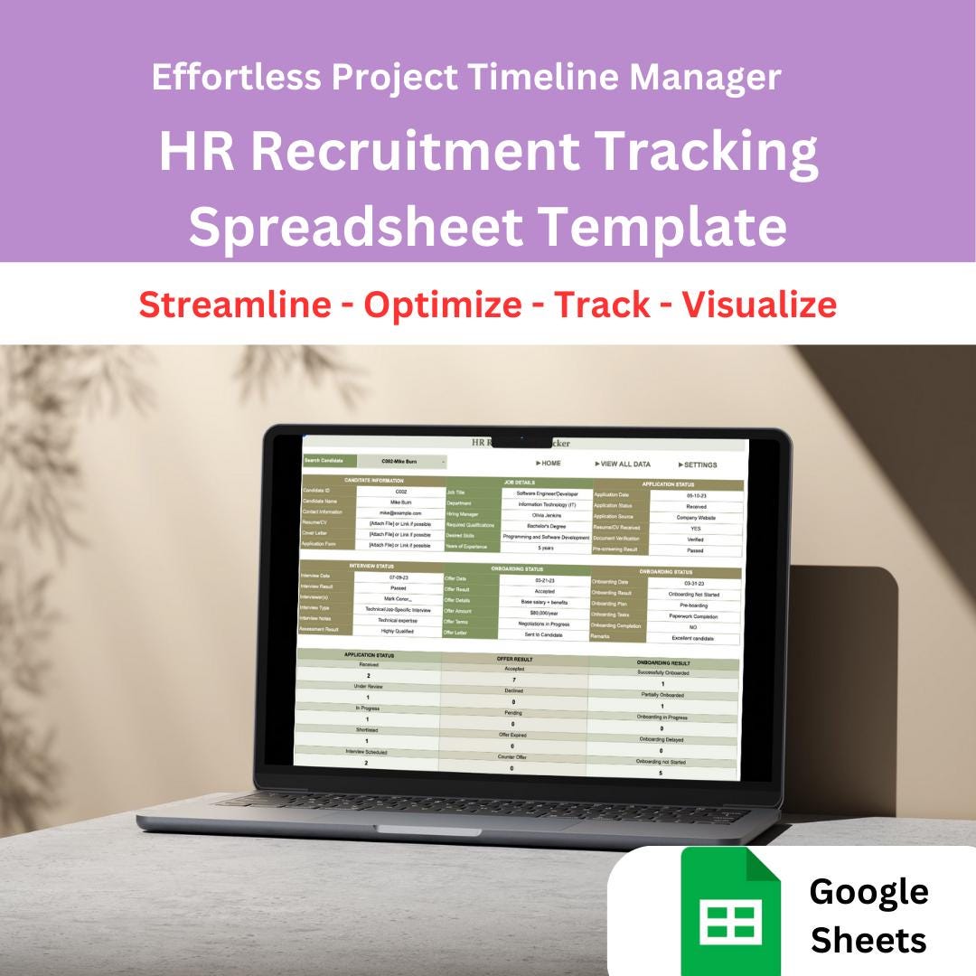 HR Recruitment Tracking Spreadsheet Template | Editable & Easy to Use ...