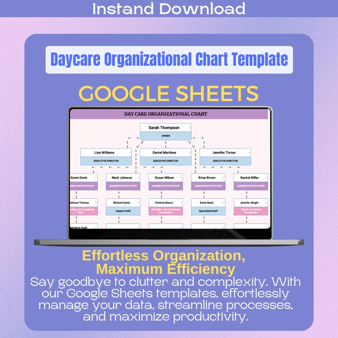 Daycare Organizational Chart Template, Editable Google Sheets, Digital ...
