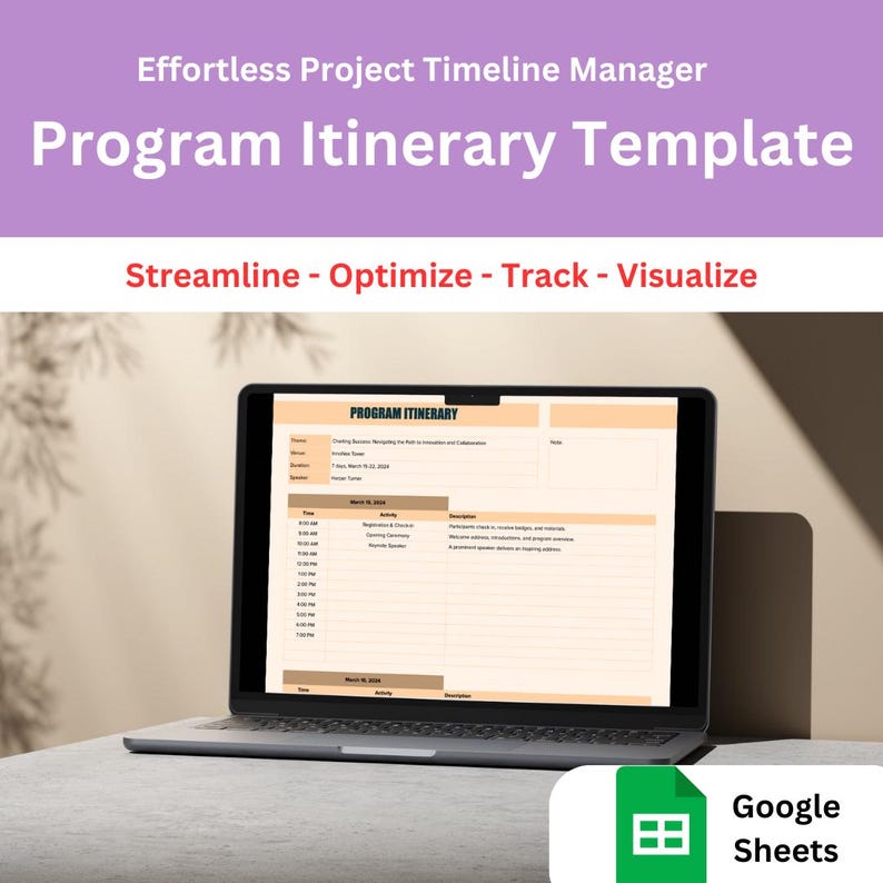 Editable Program Itinerary Template Easy to Use Digital Download for ...