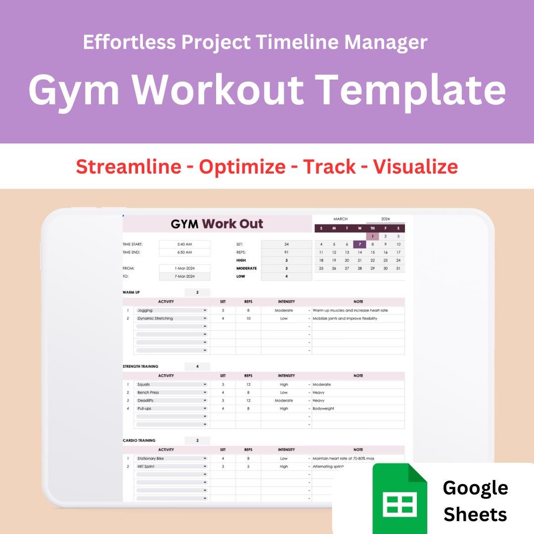 Editable Gym Workout Template Easy Digital Download for Fitness ...