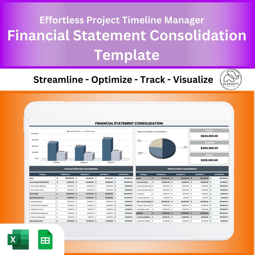 Editable Financial Statement Consolidation Template Easy to Use Google ...