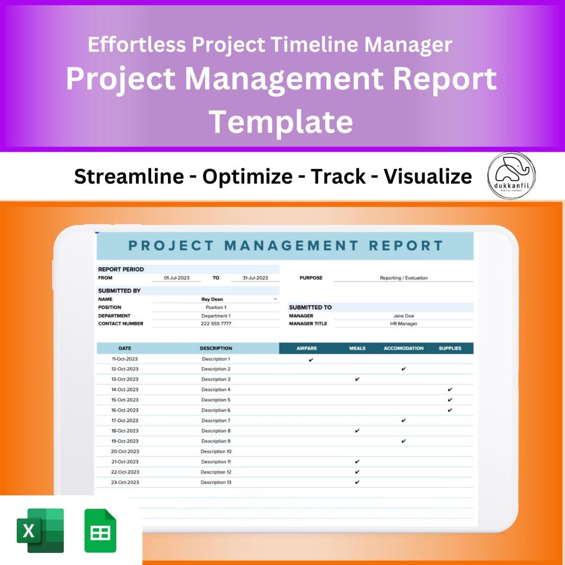 Editable Project Management Report Template Easy to Use Google Sheets ...