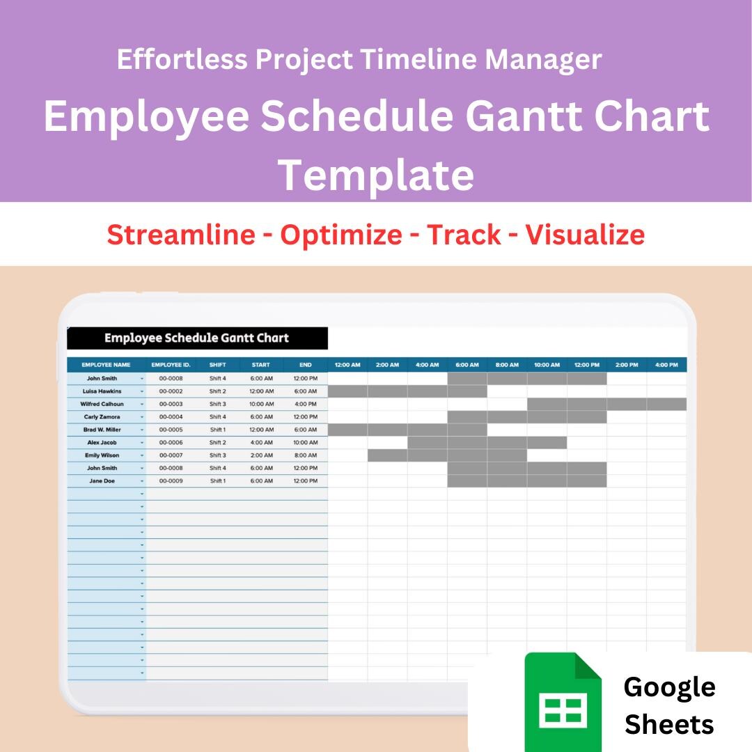 Employee Schedule Gantt Chart Template Editable & Easy to Use Digital ...