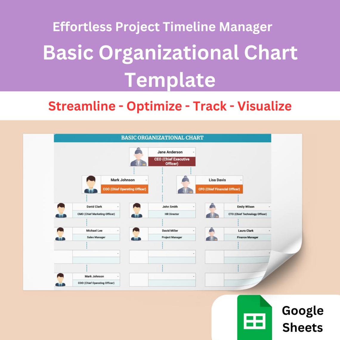 Editable Basic Organizational Chart Template Easy Digital Download for ...