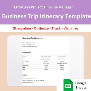 Business Trip Itinerary Template Editable & Easy to Use Digital ...