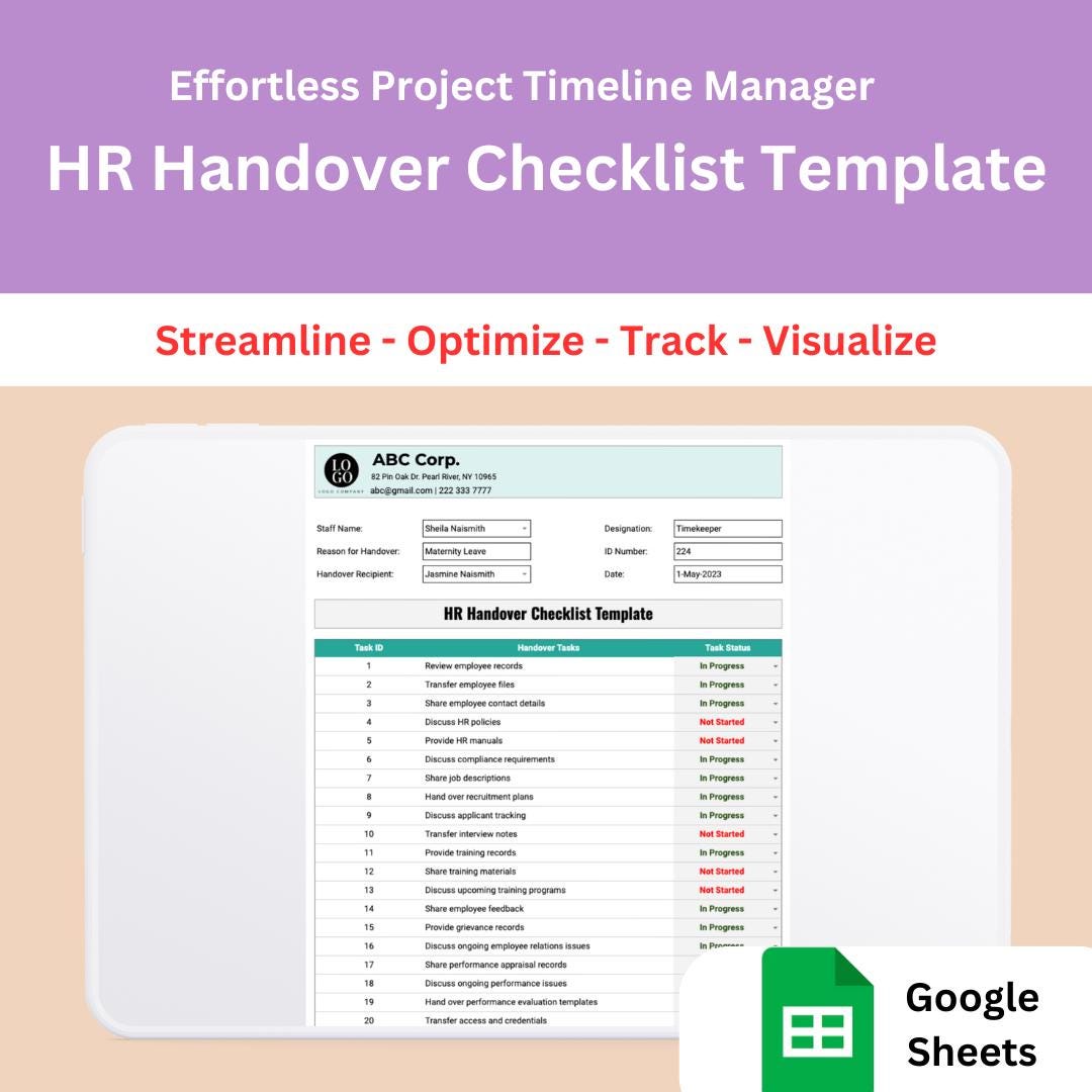 HR Handover Checklist Template Easy Editable Download for HR ...