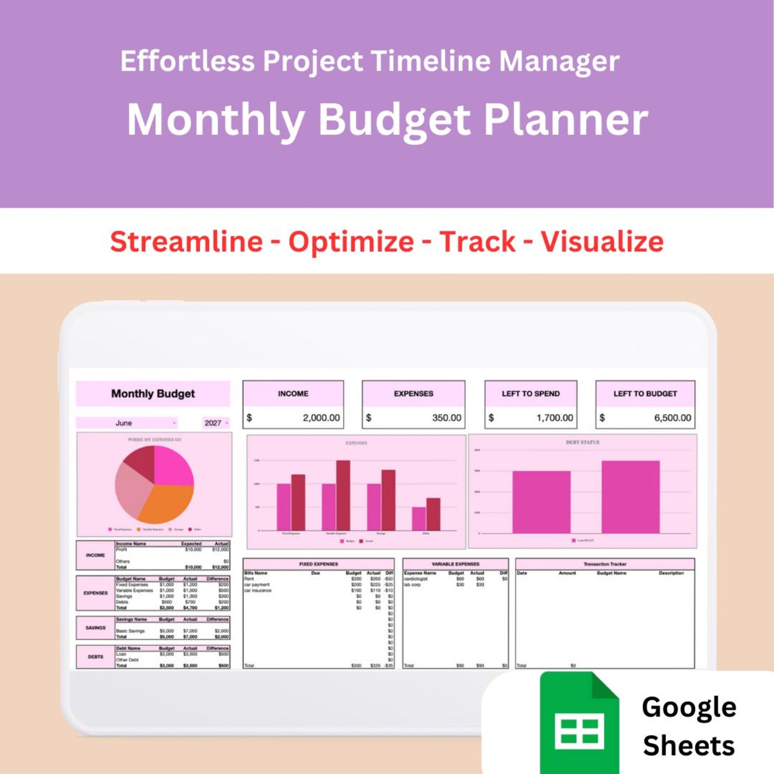 Monthly Budget Planner Template Editable & Easy to Use Digital Download ...
