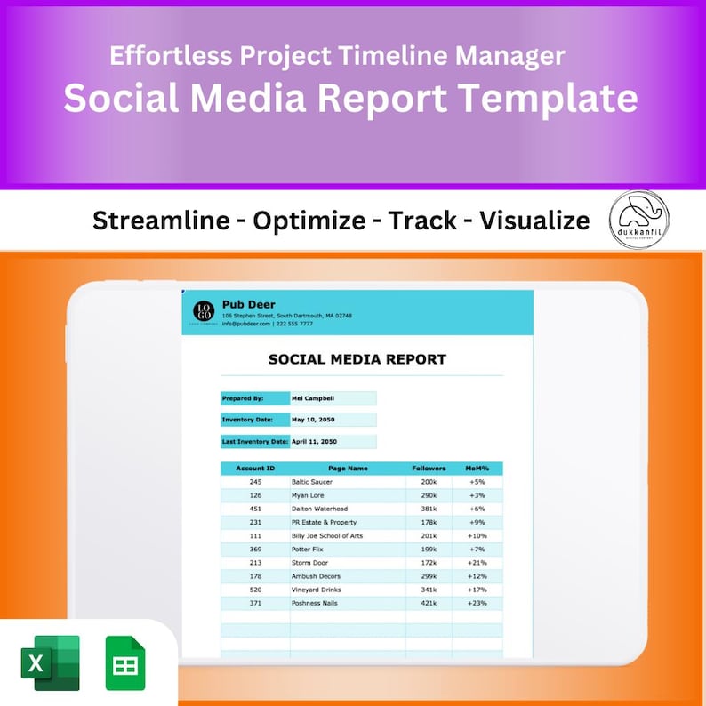 Editable Social Media Report Template Easy to Use Google Sheets Digital ...