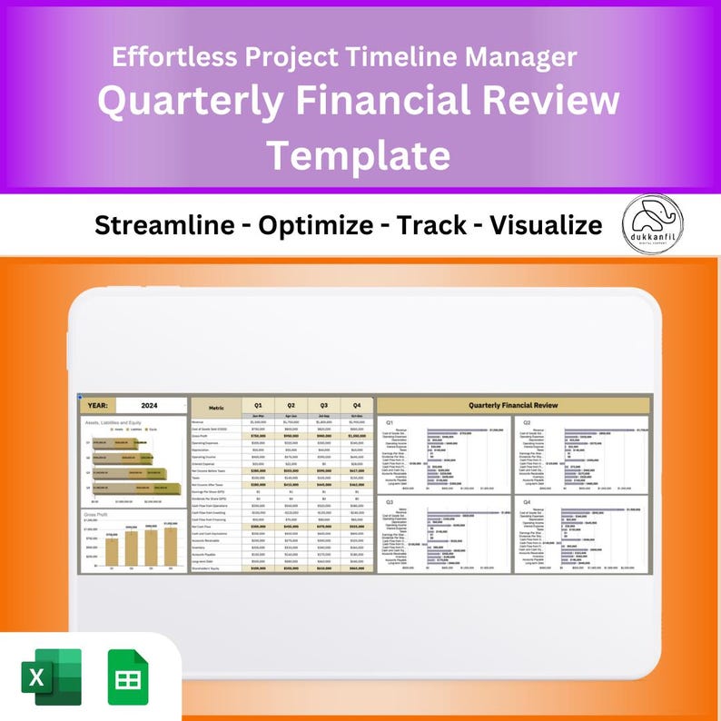 Quarterly Financial Review Template Google Sheets Digital Download for ...